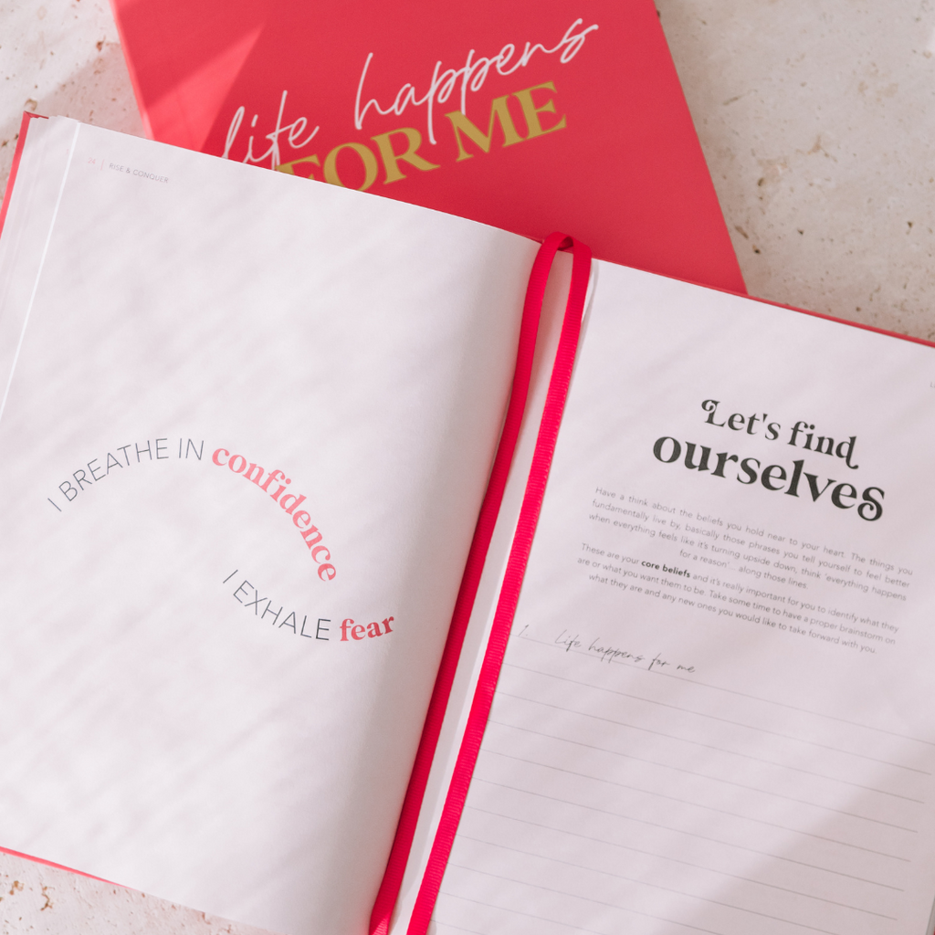 Life Happens For Me Manifestation Journal (PINK) – Rise and Conquer